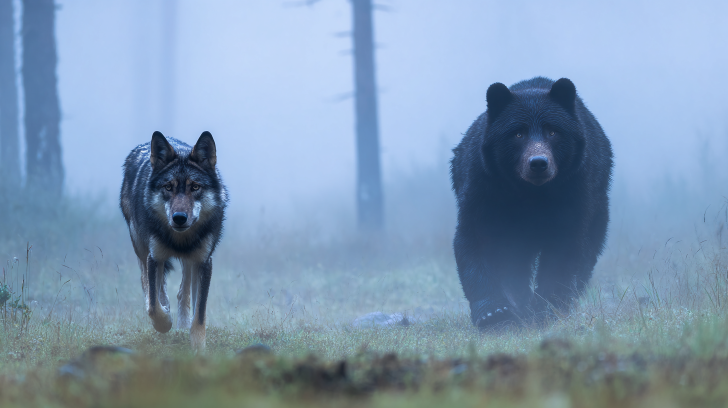 Unlikely Companions: A Wolf and Bear's Friendship in Finland